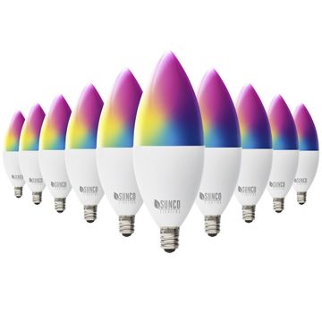 Sunco Lighting 10 Pack WiFi LED Smart Bulb, B11 Candelabra, 4.5W, E12 ...