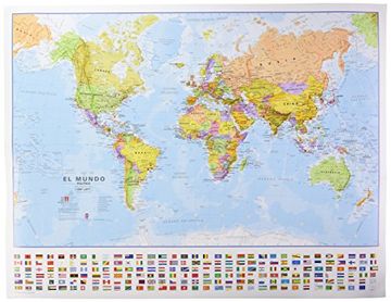 Libro Mapa mural del Mundo castellano con banderas (68x53 cm) escala 1: ...